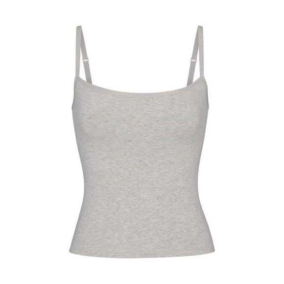 SKIMS | Tops | Skims Logo Trim Stretch Cotton Tank Light Heather Grey ...